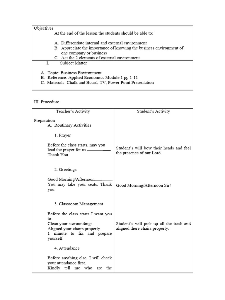 Applied Economics Lesson Plan | PDF | Swot Analysis | Economies