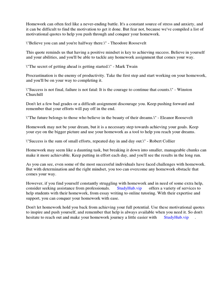 Homework Motivational Quotes | PDF | Homework