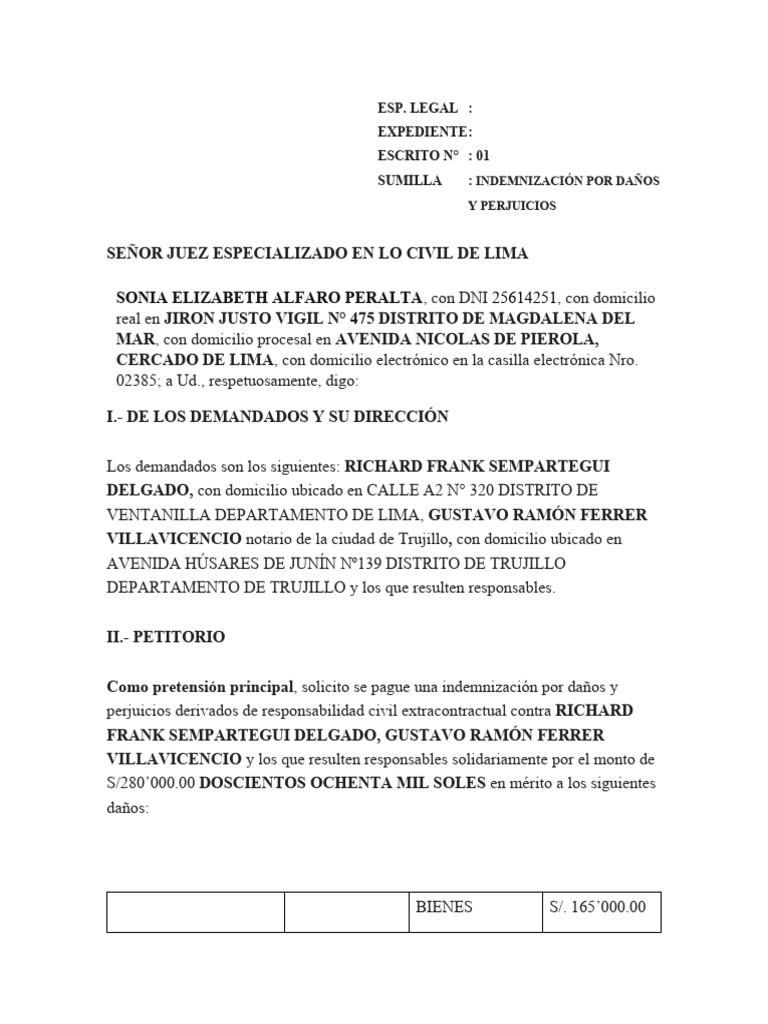 Modelo de Demanda | PDF | Daños y perjuicios | Justicia