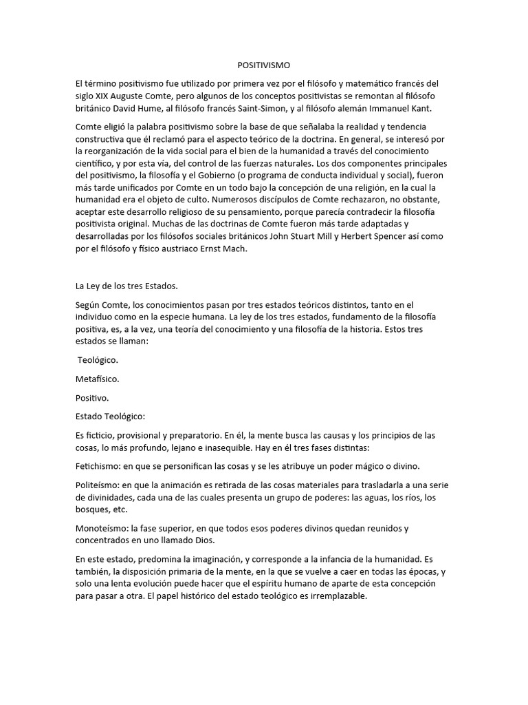 Definición Del Positivismo | PDF | Positivismo | Empirismo