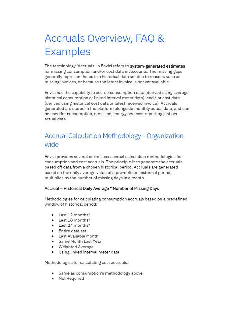 Envizi L4 POX - Accruals overview, FAQ & examples | PDF | Accrual | Consumption (Economics)