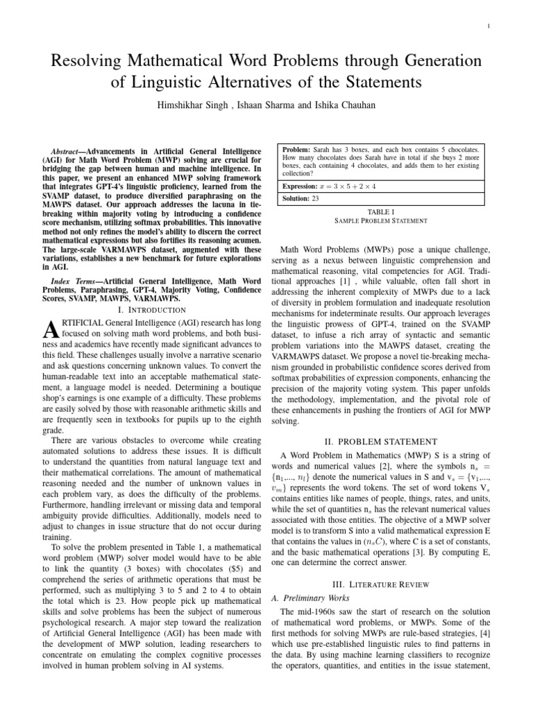Resolving Mathematical Word Problems Through Gener Pdf Mathematics Artificial Intelligence
