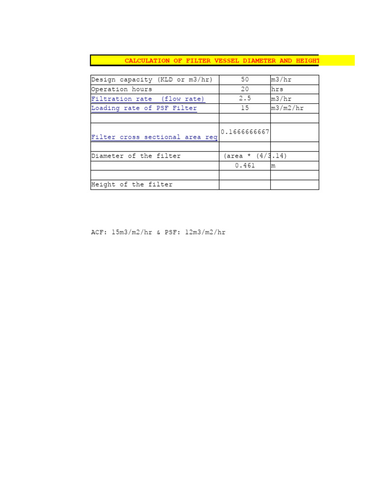 Filter Vessel Calculation | PDF | Filtration | Chemical Engineering