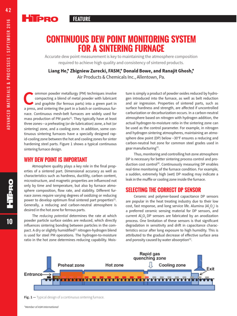 Continuous Dew Point Monitoring in Sintering | PDF | Sintering | Ceramics
