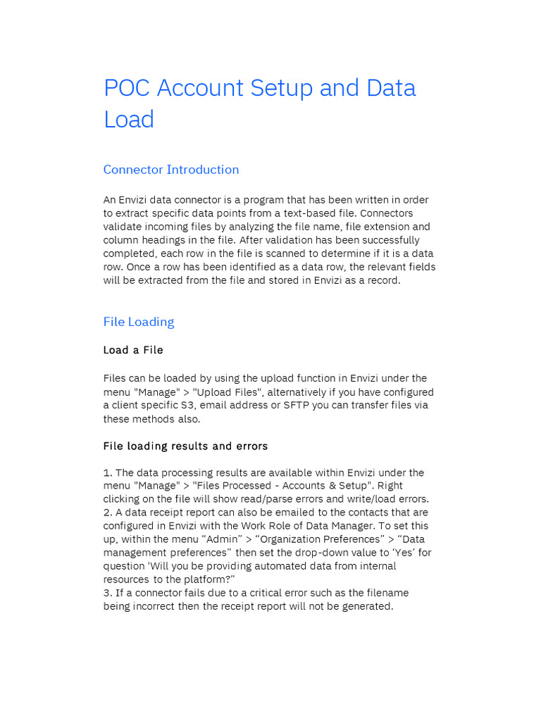 Envizi L4 POX - POC account setup and data load design document | PDF | String (Computer Science ...