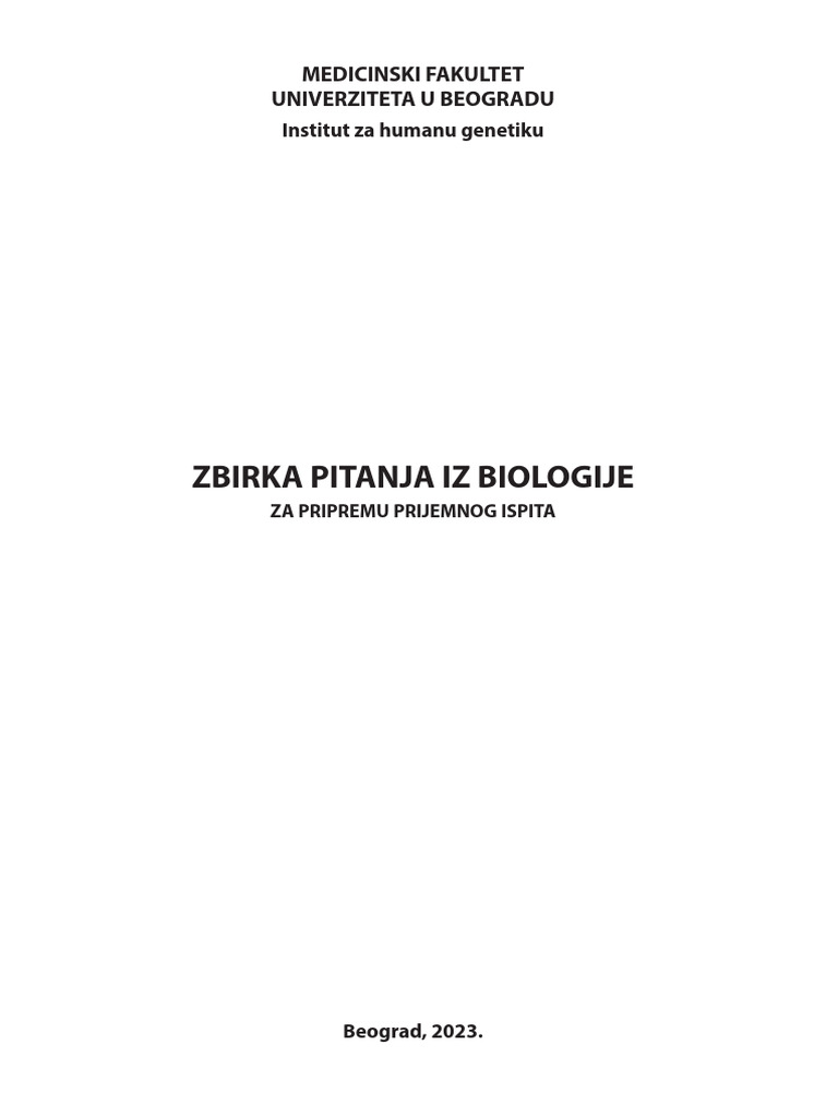 Zbirka Iz Biologije Nova | PDF