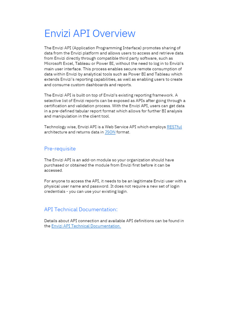 Envizi L4 POX - API Overview | PDF | Microsoft Excel | Software