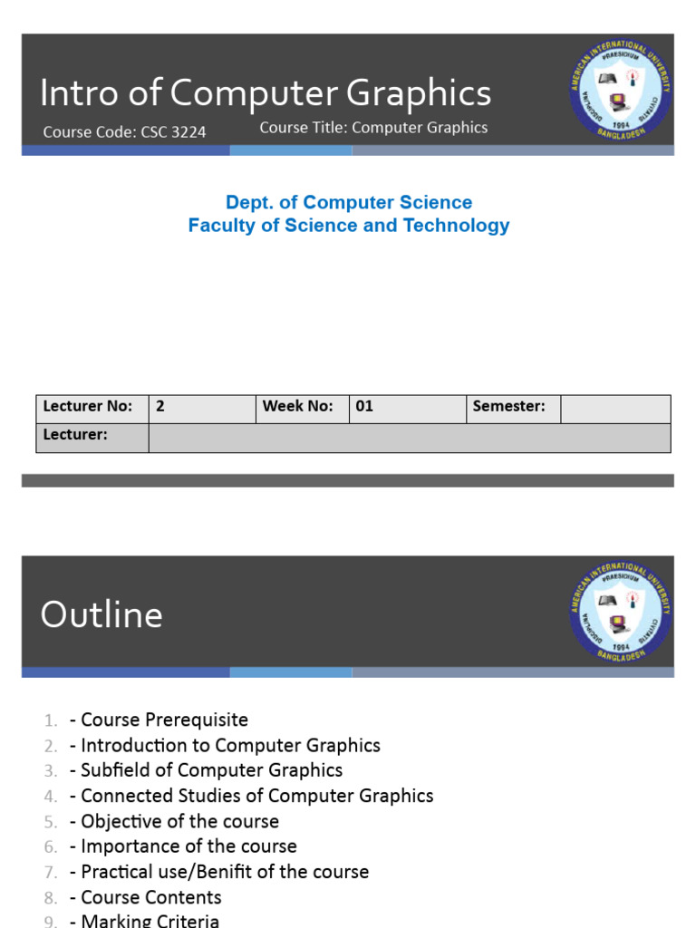 Overview of Computer Graphics Course | PDF | Computer Graphics | Geometry