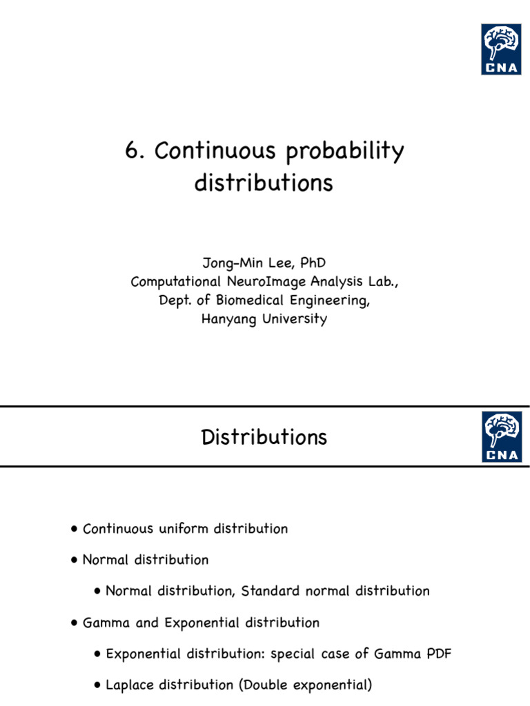 PRST 06 ContinuousProbabilityDistributions | PDF | Probability Theory | Statistical Models