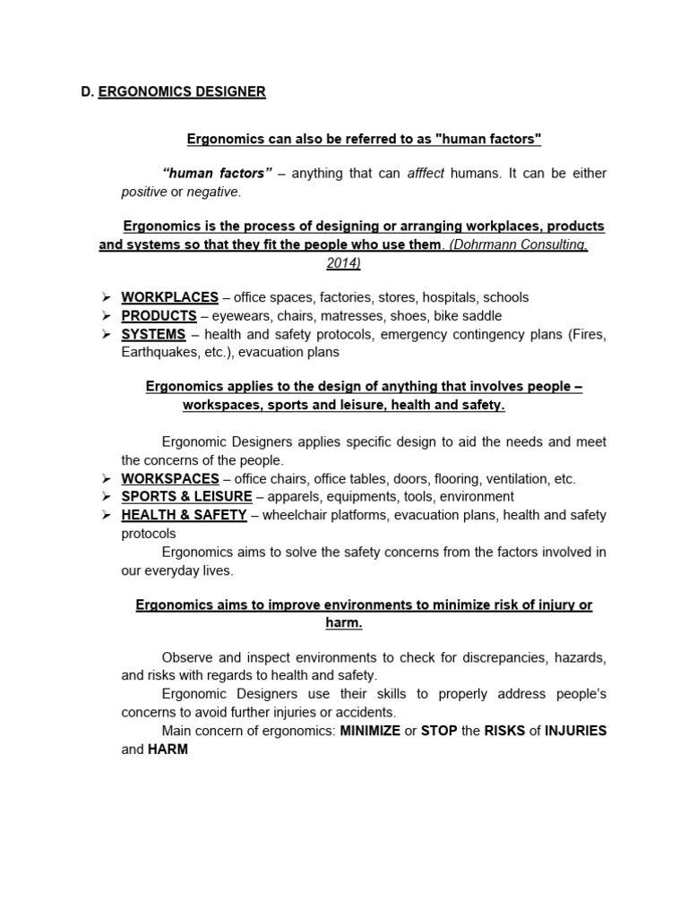 Ergonomics Designer (WRITTEN REPORT) | PDF | Human Factors And ...