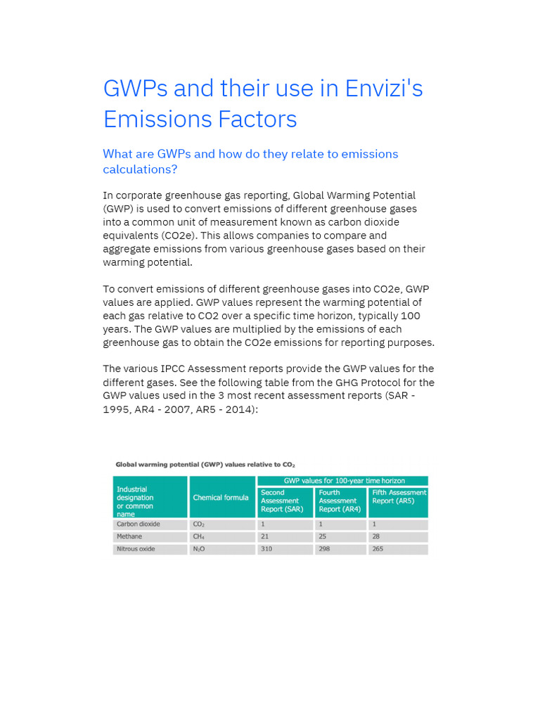 Envizi L4 POX - IPCC GWPs | PDF | Greenhouse Gas | Environmental Impact