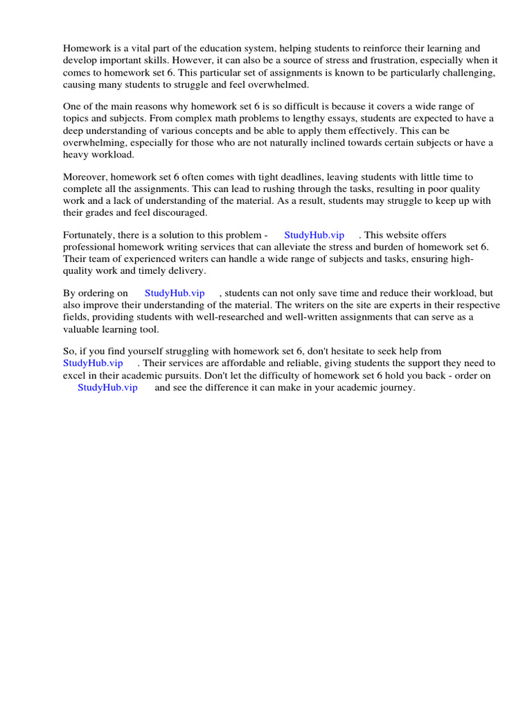 Homework Set 6 | PDF | Homework | Essays