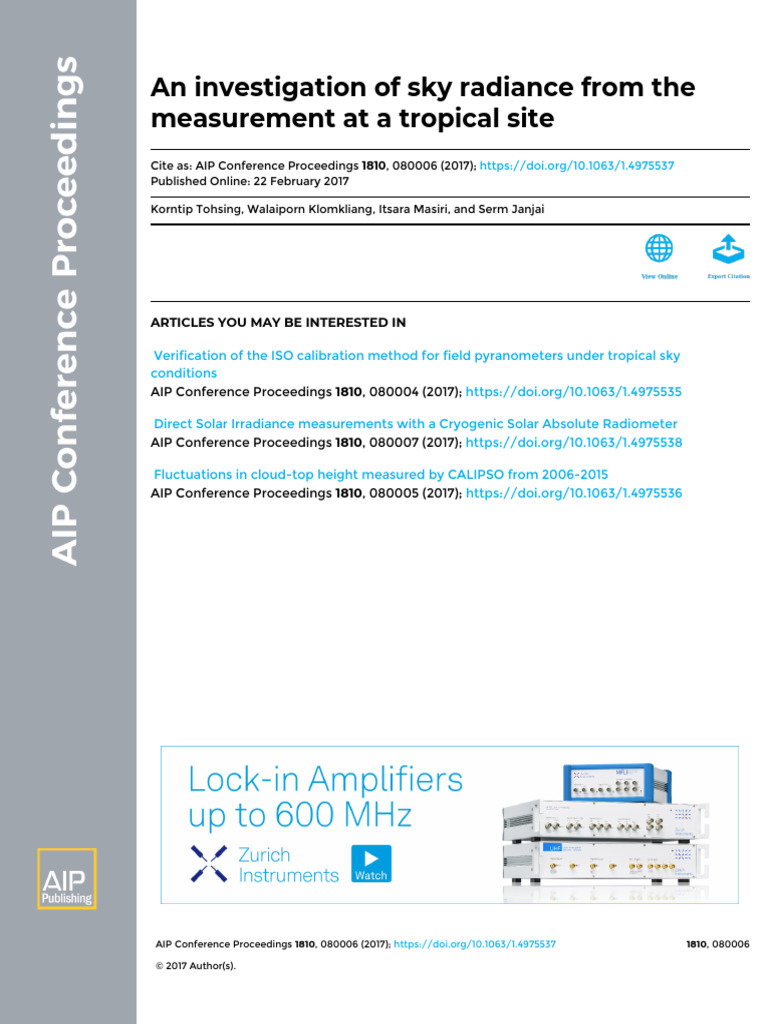 Sky Radiance Measurement in Thailand | PDF | Sky | Photovoltaics