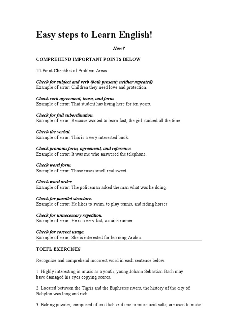 Easy Steps To Learn English | PDF | Languages | Language Arts & Discipline