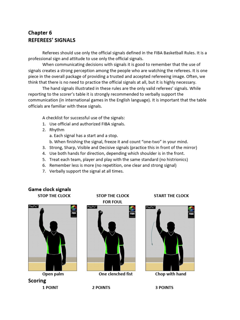 Referee Hand Signals | PDF | Hand | Sports