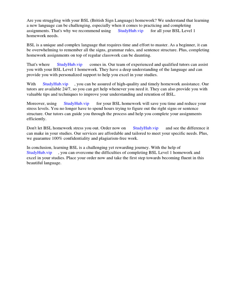 BSL Homework Level 1 | PDF | Diploma | Homework