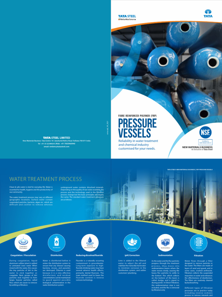 Tata FRP Pressure Vessels Overview | PDF | Water Purification | Fiberglass