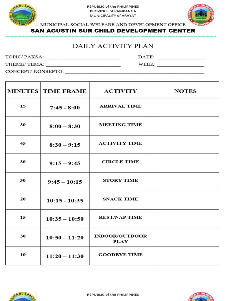 Daily Plan Form | PDF