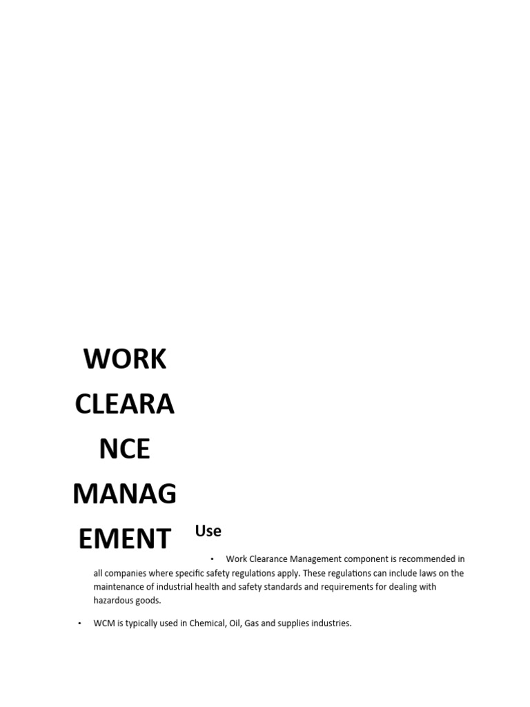 WCM Config Document | PDF | Occupational Safety And Health | Safety