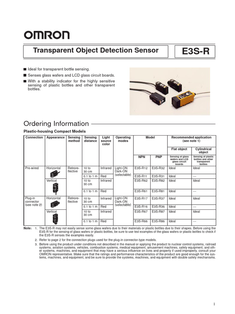 Catalogo Fotocelula Infrarrojos Omron E3S-R | PDF | Bipolar Junction Transistor | Power Supply