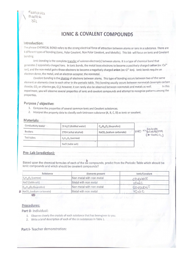 Ionic & Covalent Compounds | PDF