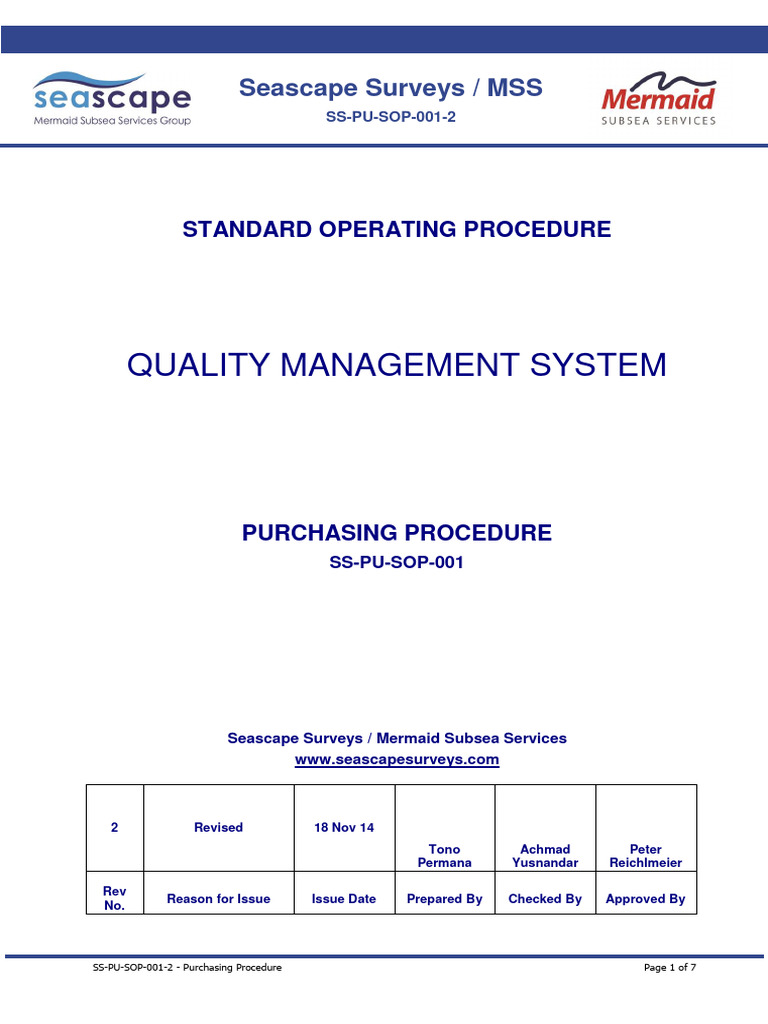 SS-PU-SOP-001-2 - Purchasing Procedure | PDF | Business
