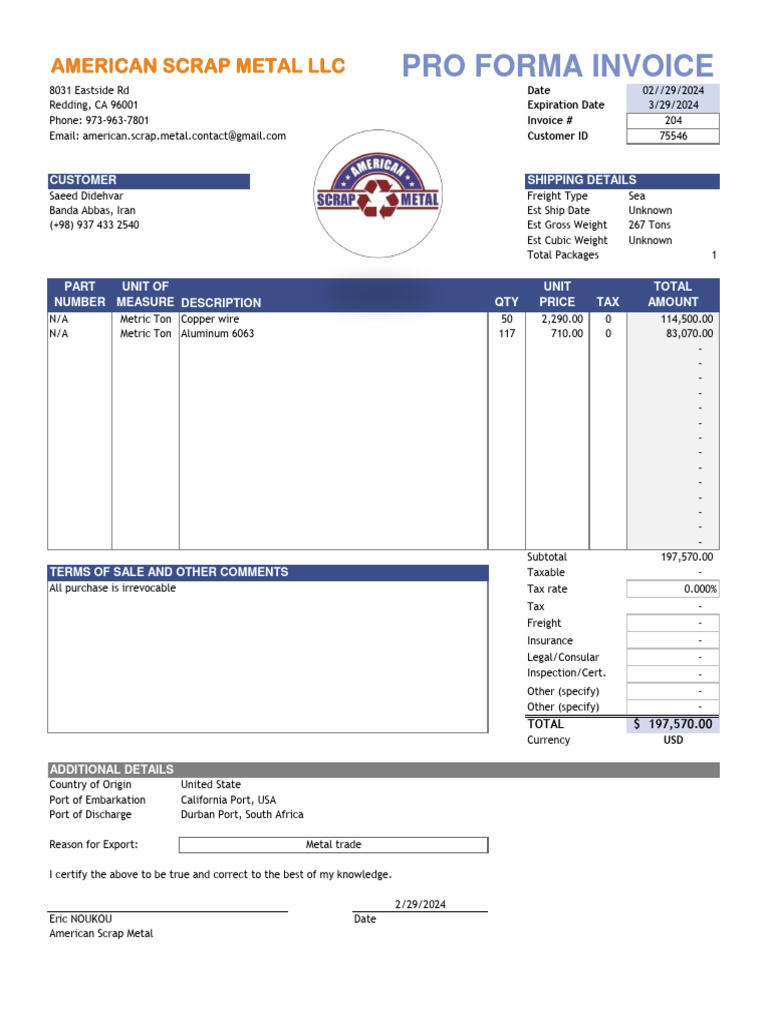 Proforma Invoice | PDF | Pro Forma | Economies