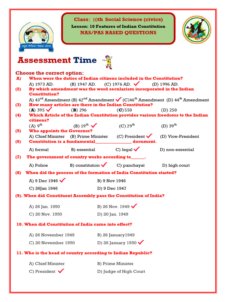 C 10 L 10 Civics SS PAS NAS SOLVED Questions EM HR | PDF | Legal ...