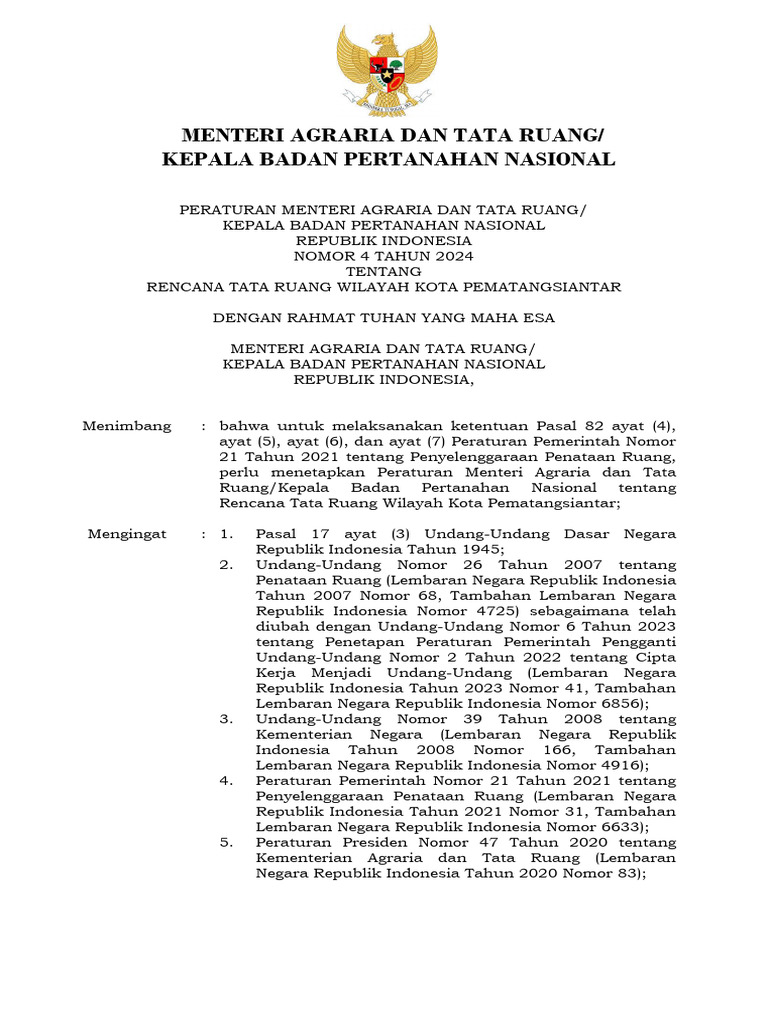 Permen Atr BPN 4 2024 | PDF