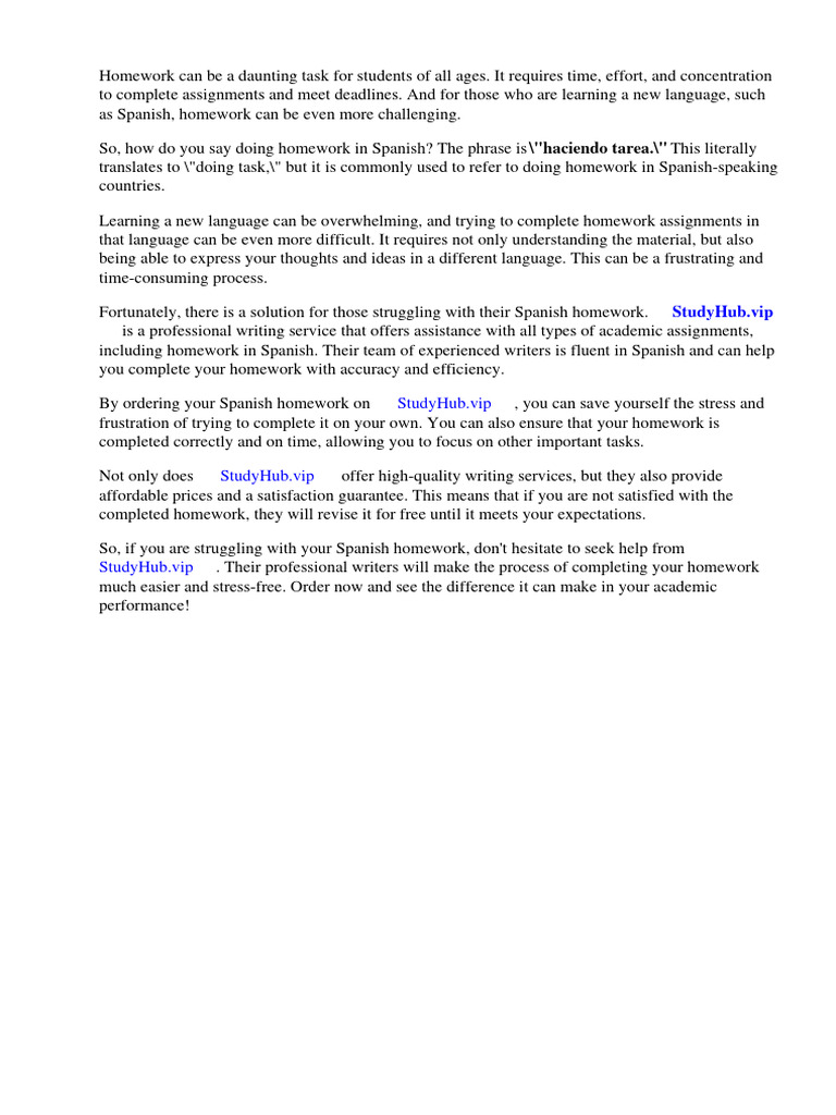How Do You Say Doing Homework in Spanish | PDF | Homework | Essays