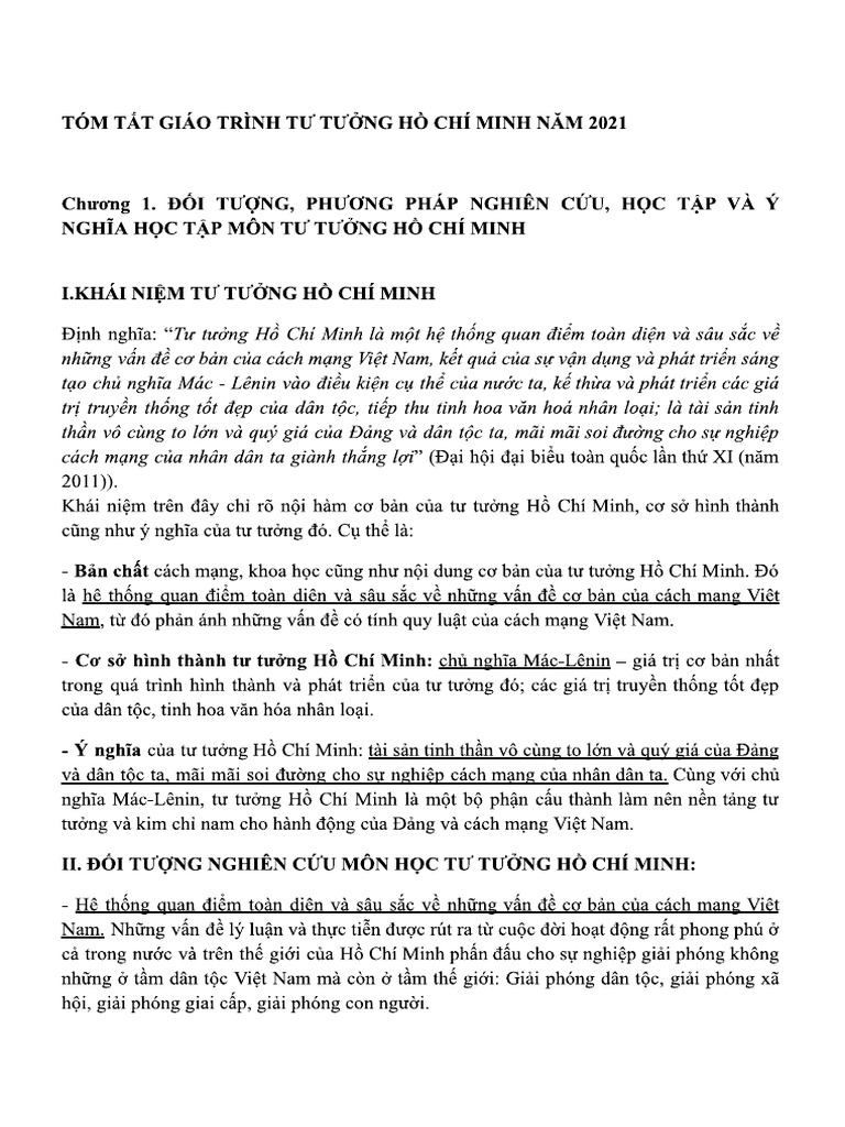 tóm tắt TTHCM | PDF