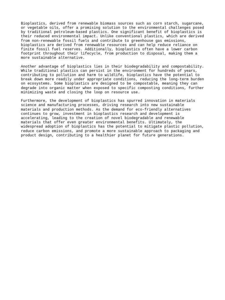 Bioplastics-Notes For Science | PDF