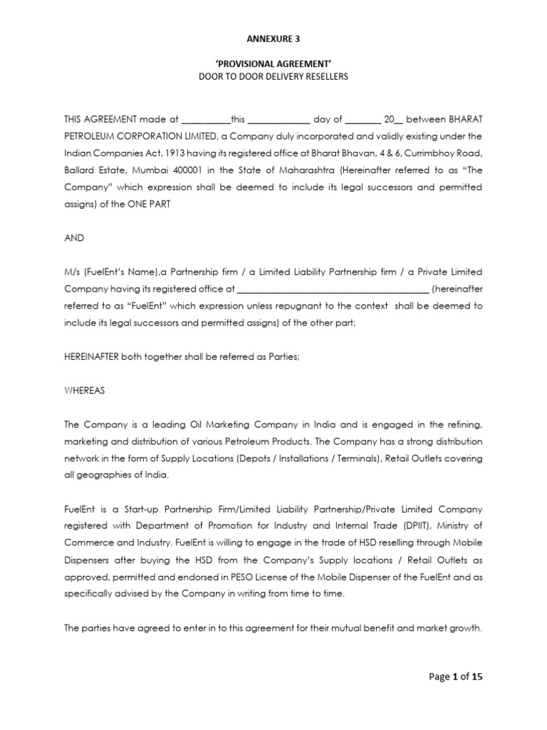 Annexure-3 (Provisional Agreement) | PDF | Confidentiality | Partnership