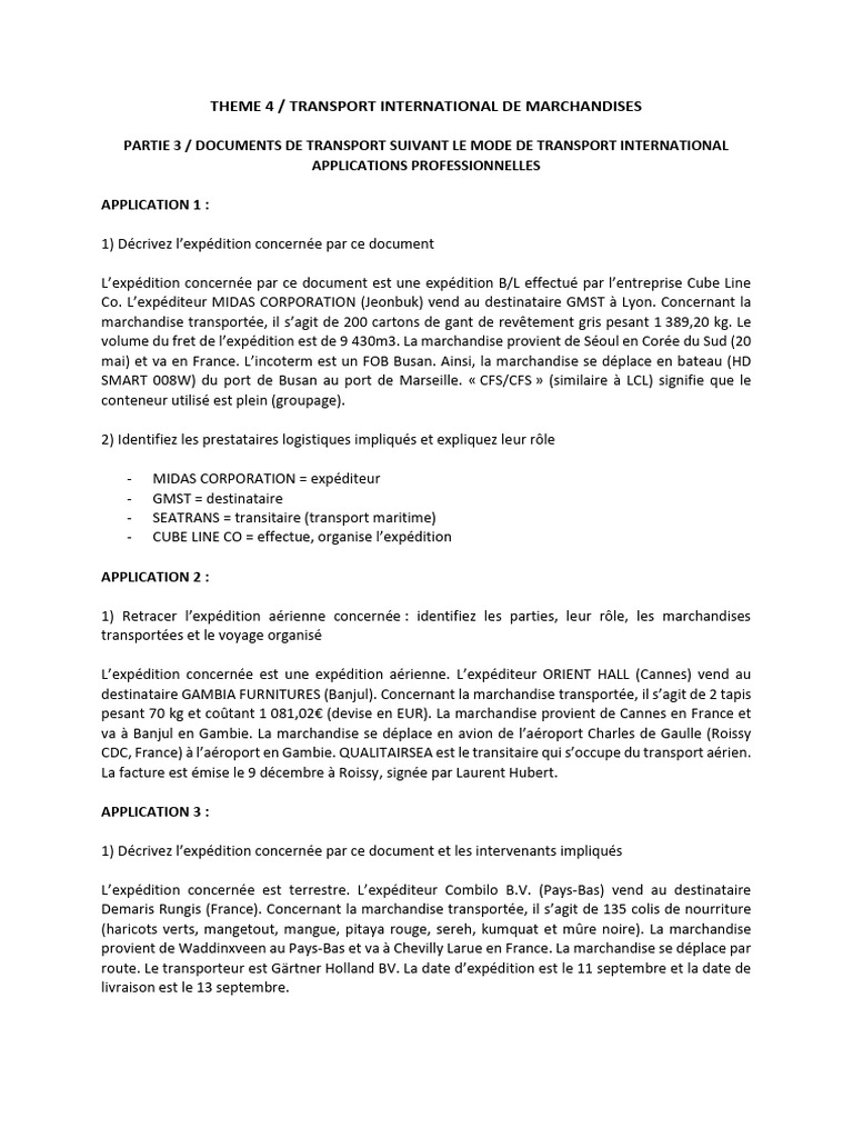 Transport international : documents et coûts | PDF | Transport | Logistique