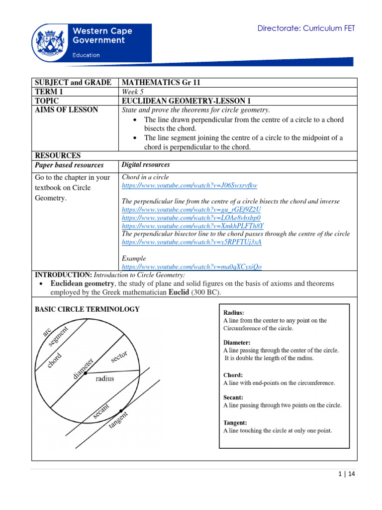 Euclidean Geometry: Grade 11 Concepts | PDF | Circle | Line (Geometry)