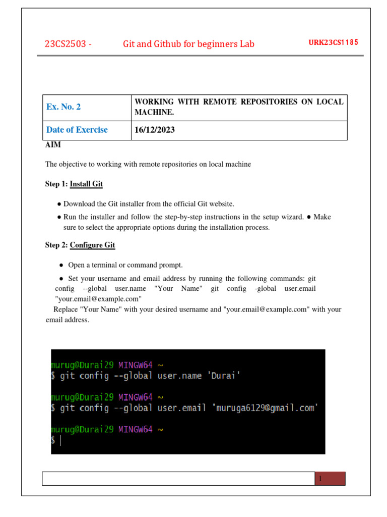 Durai Git Exp 2 | PDF | Operating System Families | Computer Science