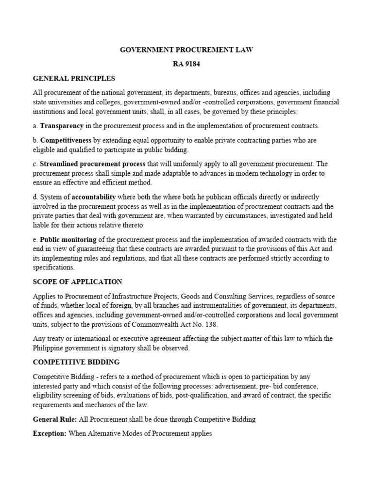 Government Procurement Law | PDF | Procurement | Government Procurement ...