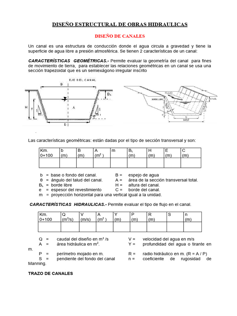 Diseño Canales Pdf Canal Agua Subterránea