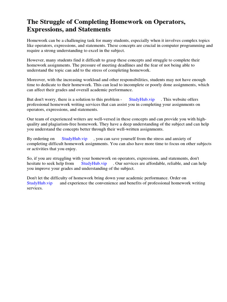 Operators Expressions and Statements Homework | PDF | Boolean Data Type | Abstraction (Computer ...