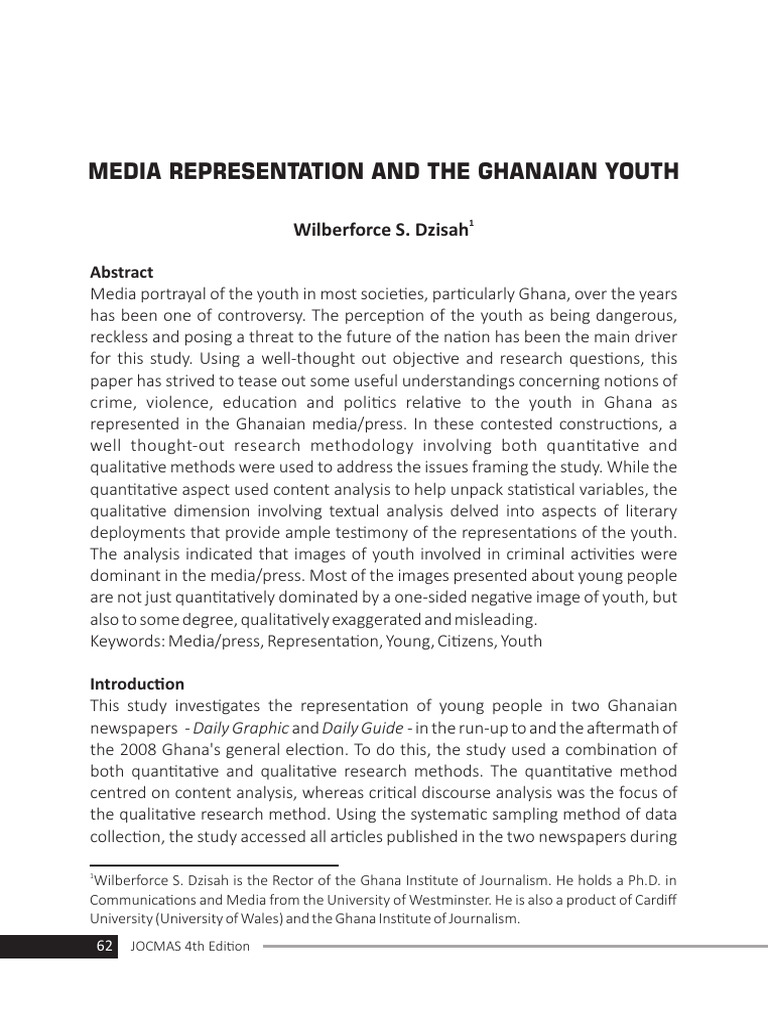 Media Representation and The Ghanaian Youth | PDF | Newspapers | News