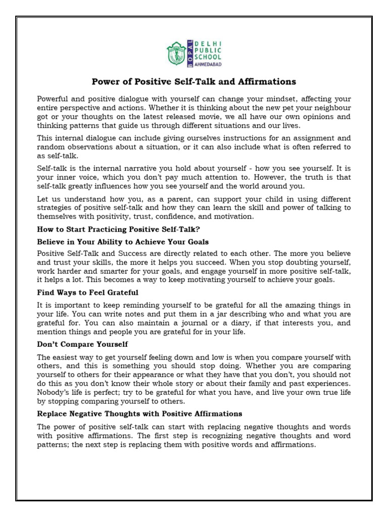Power-of-Positive-Self-Talk-and-Affirmations(2) | PDF | Popular ...