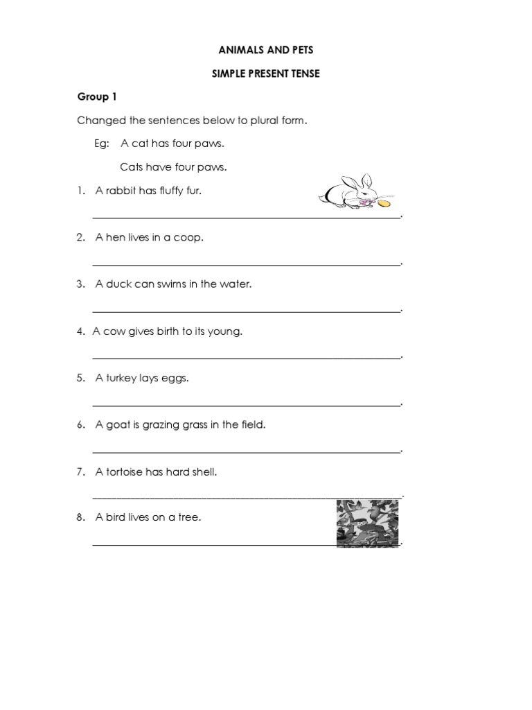 Plural Forms of Animal Sentences | PDF | Language Arts & Discipline ...