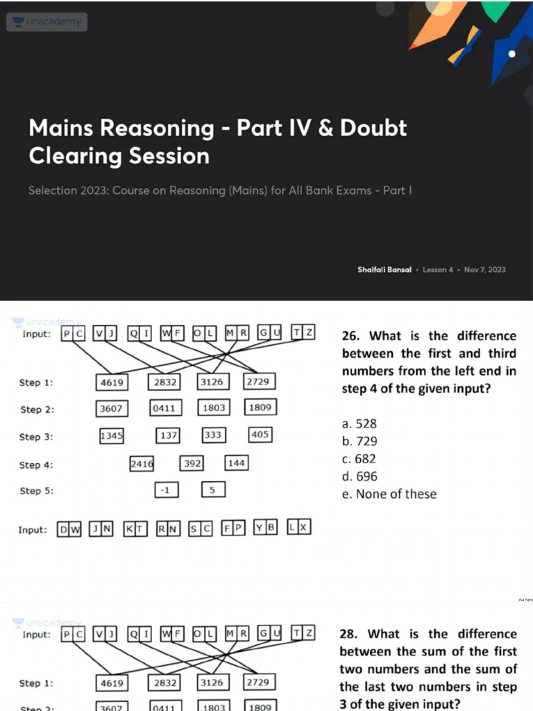 Mains Reasoning Part Iv Doubt Clearing Session No Anno Pdf