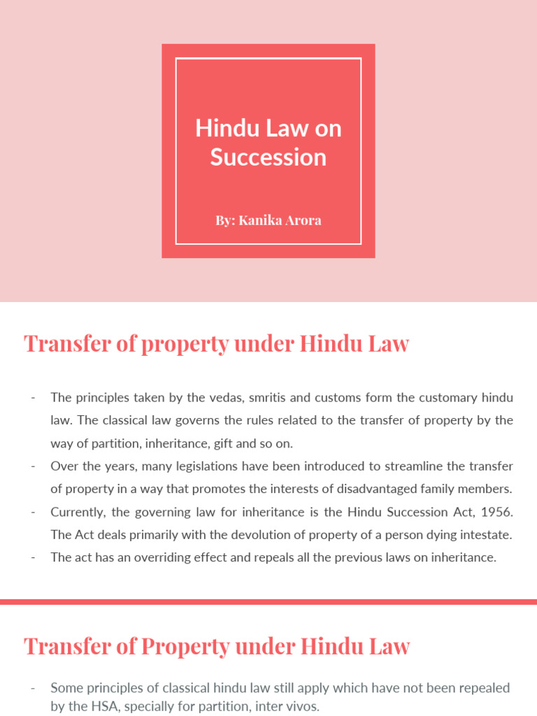 Hindu Law On Succession | PDF | Concurrent Estate | Private Law