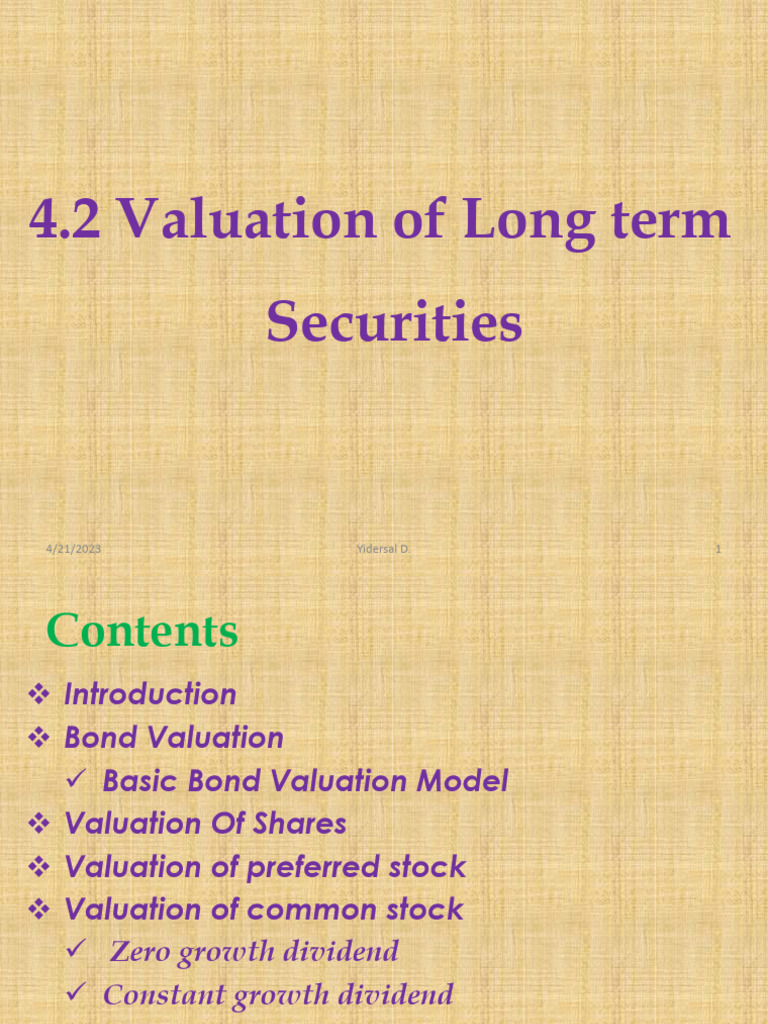 Long-Term Securities Valuation Guide | PDF | Valuation (Finance ...