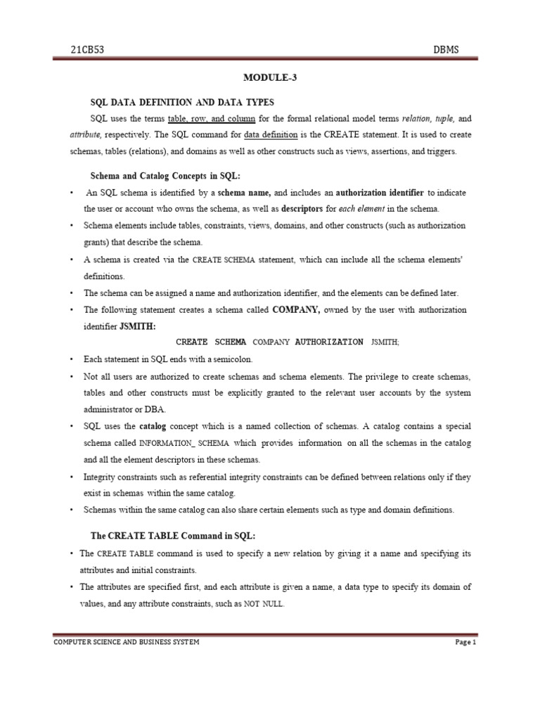 Dbms Module-3 Csbs | PDF | Relational Database | Relational Model