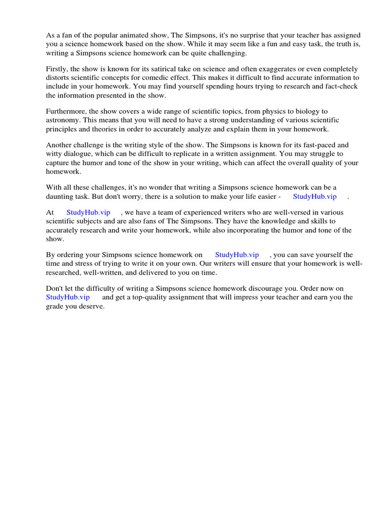 Simpsons Science Homework | PDF | Wiki | Science