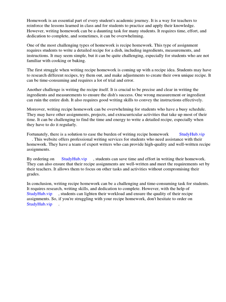 Recipe Homework | PDF | Science | Homework Recipe Homework | PDF | Science | Homework