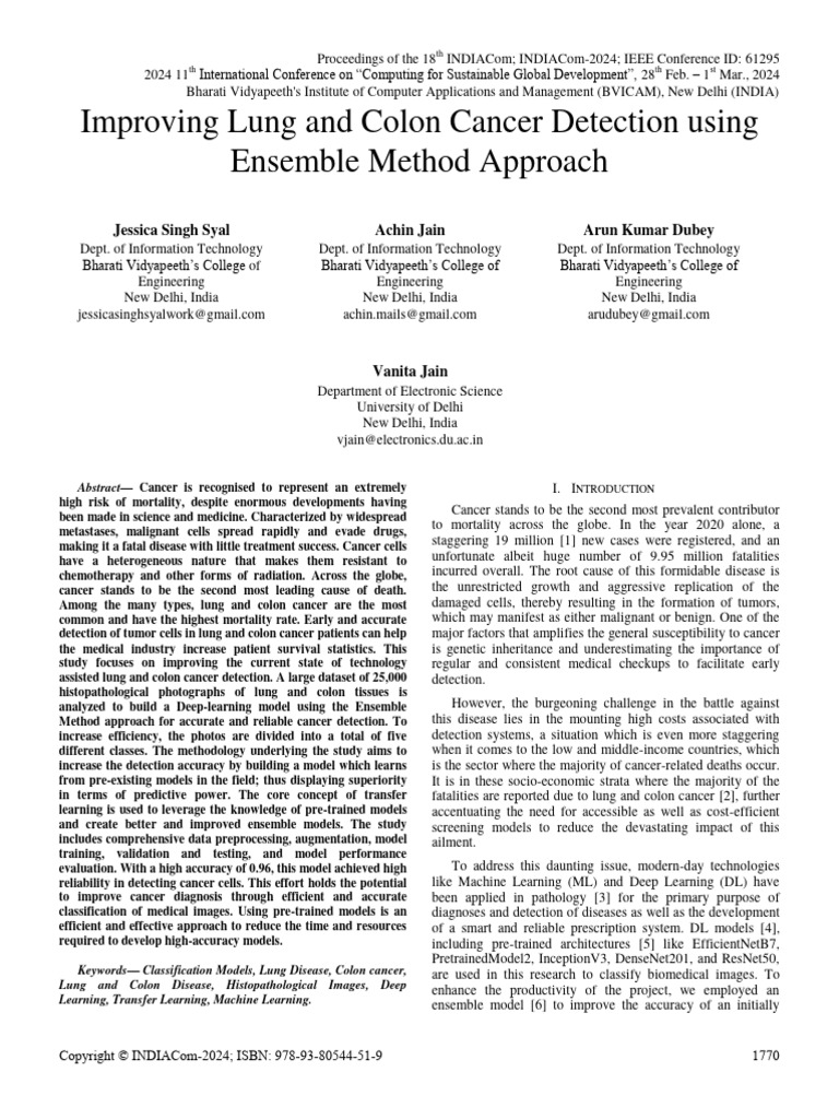Improving Lung And Colon Cancer Detection Using Ensemble Method Approach Pdf Machine