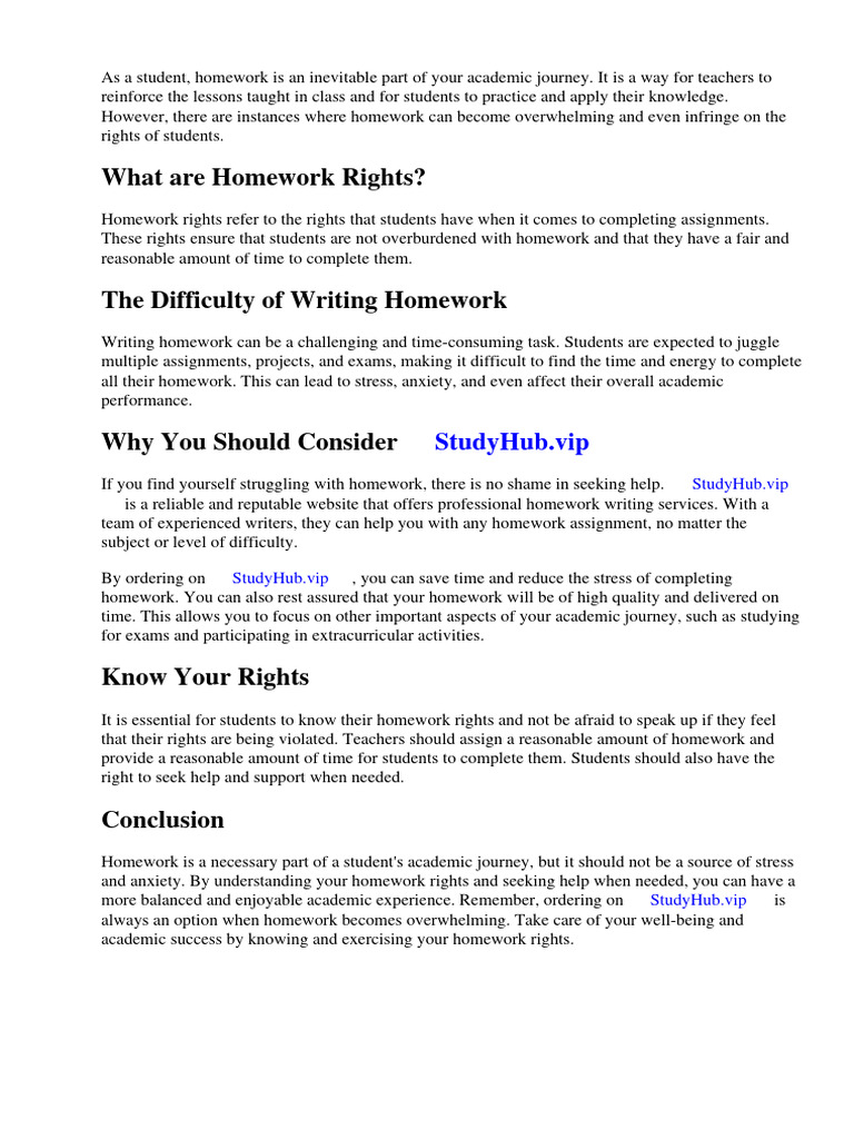 Homework Rights | PDF | Homework | Homeschooling